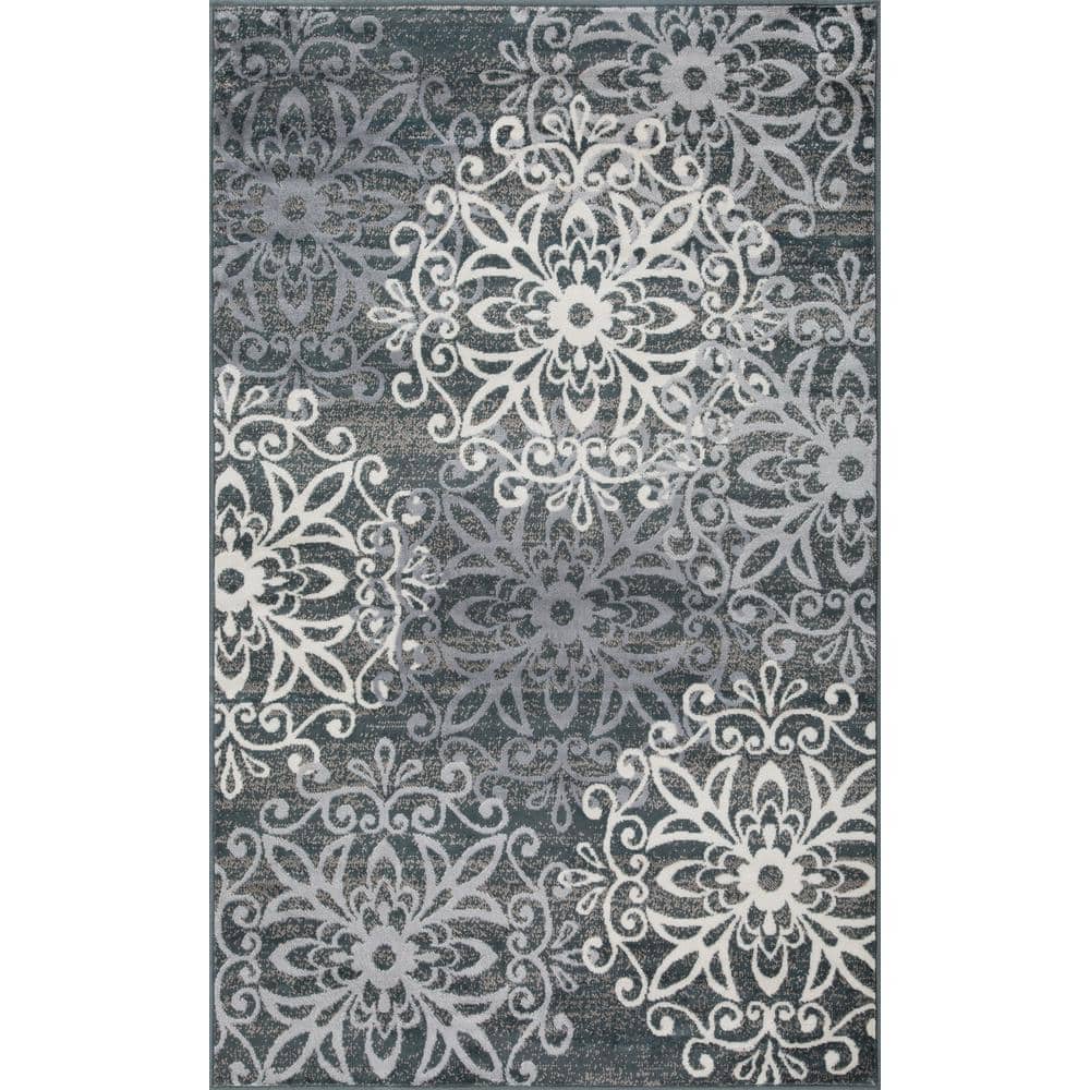 SUPERIOR Leigh Slate 5 ft. x 8 ft. Rectangle Abstract Geometric ...
