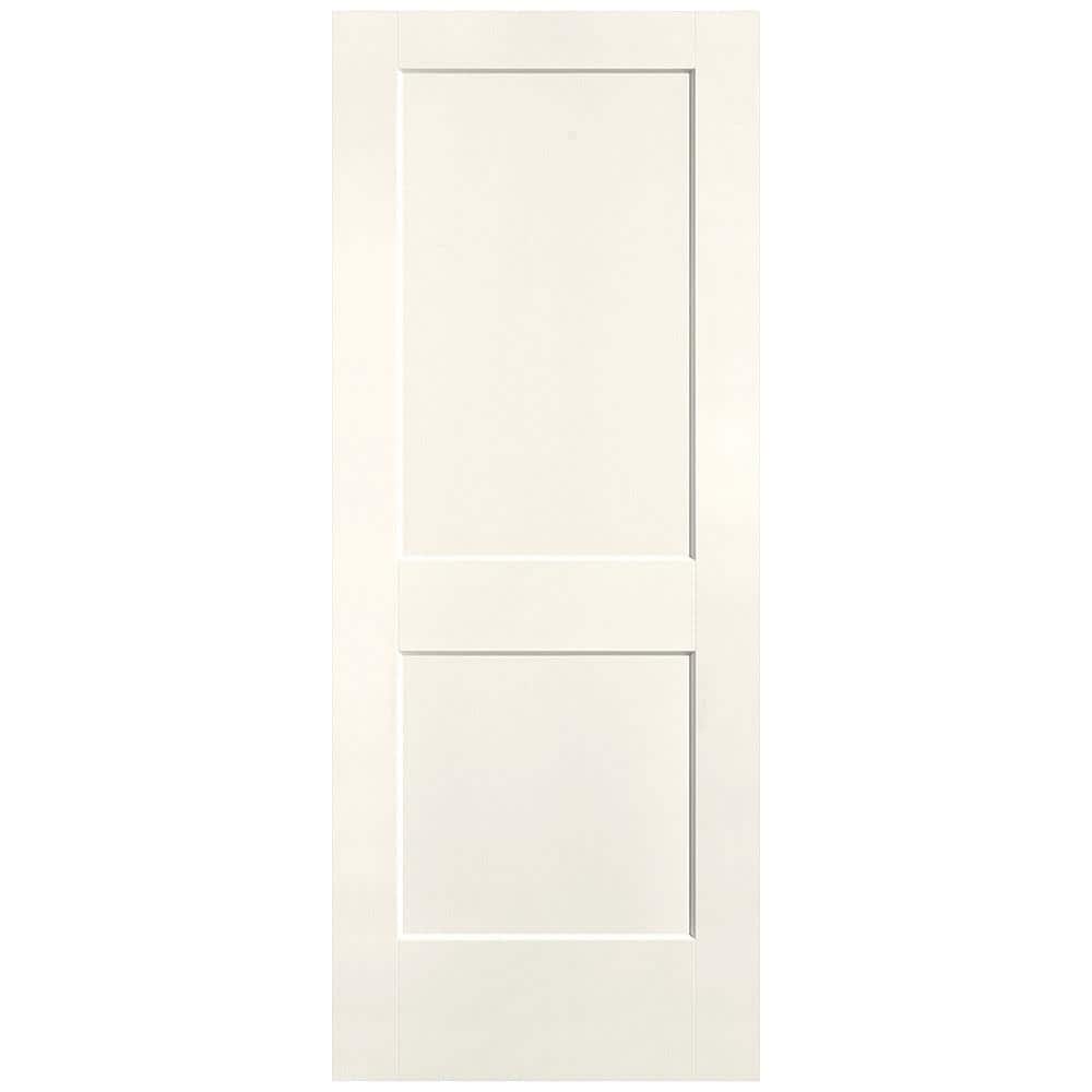 Masonite 32 in. x 80 in. 2-Panel Logan Single Bore Solid Core Ivory ...