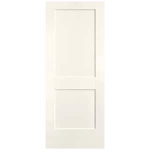 Masonite 32 in. x 80 in. 2-Panel Logan Single Bore Solid Core Ivory ...