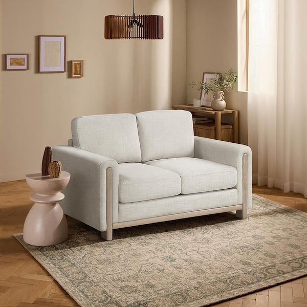 Lazzara Broadway 58.5 in W Beige Textured Fabric Upholstery 2-Seater ...