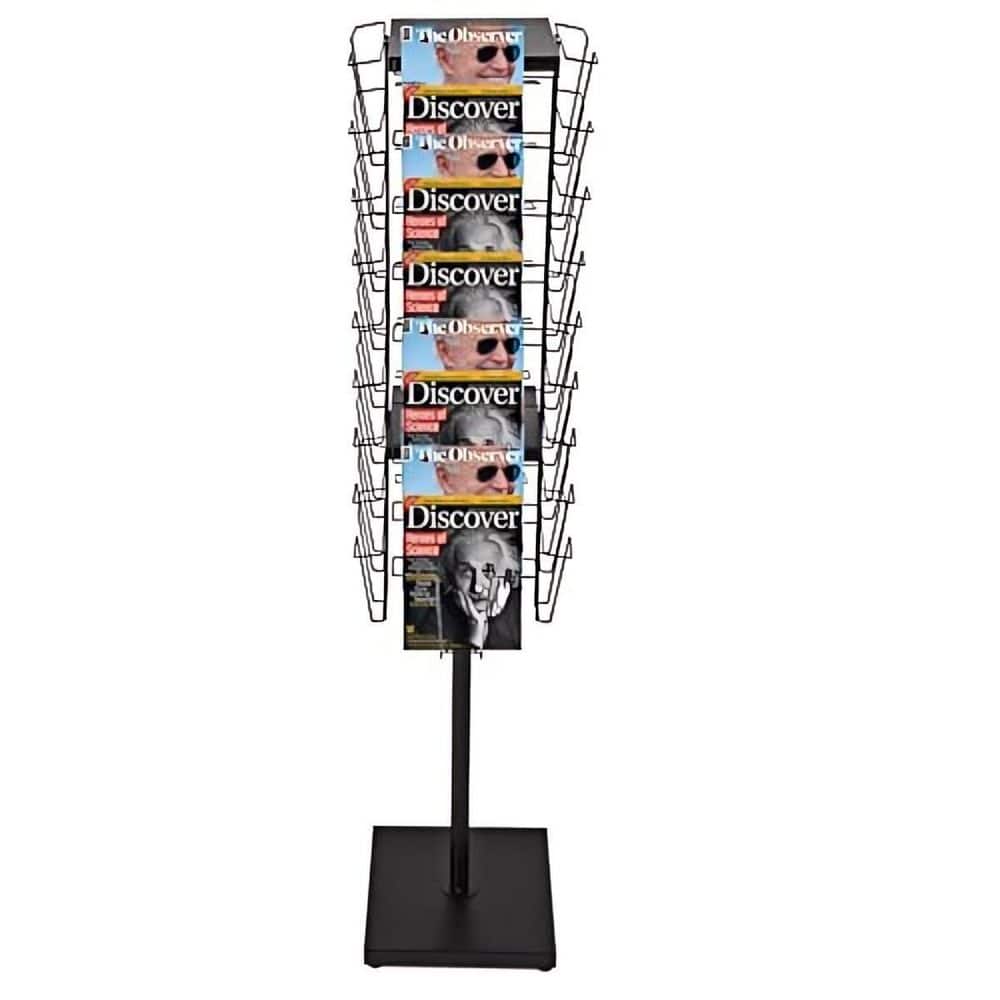 Black 14 in x 63 in Metal 360° Rotating Freestanding Magazine Rack ...