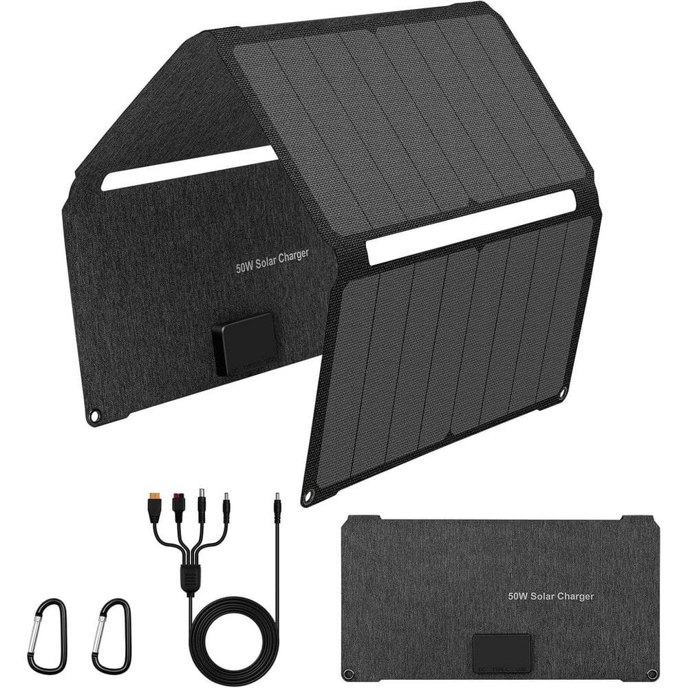 Yichuhaoxi 50-Watt Monocrystalline Foldable Solar Panel with 3 Output ...