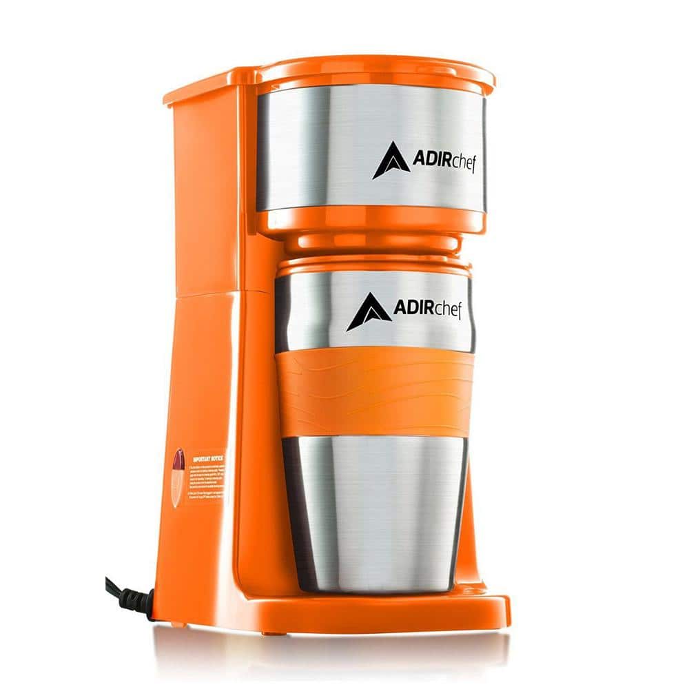 AdirChef Grab'n Go Orange Single Serve Coffee Maker with Stainless ...