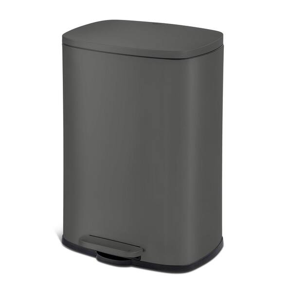 Home Zone Living 18.5 Gal. Large Red Stainless Steel Kitchen Trash Can ...