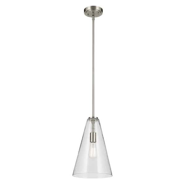 KICHLER Everly 10.25 in. 1-Light Brushed Nickel Modern Shaded Cone ...