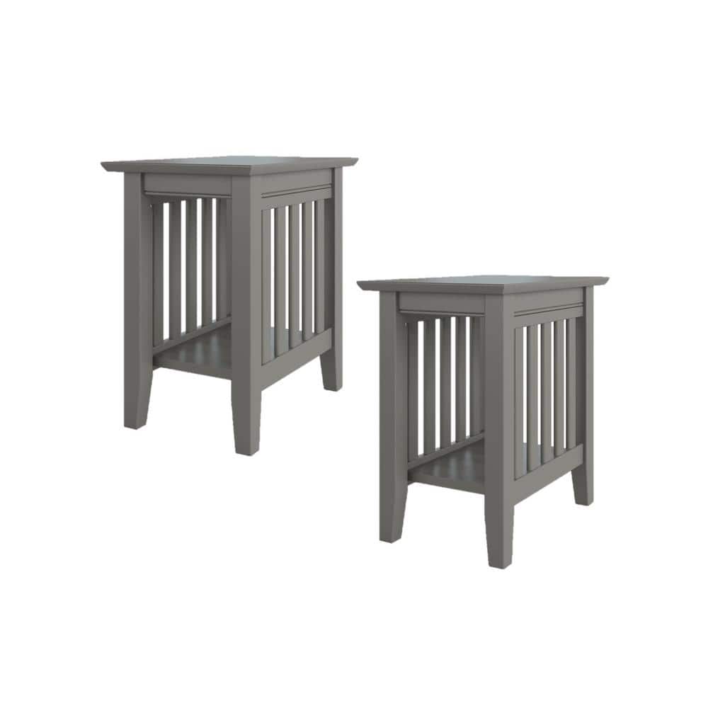 AFI Mission 14 in. Wide Gray Rectangle Solid Hardwood Side Table Set of ...
