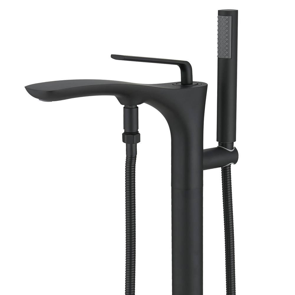 BWE 1-Handle Freestanding Floor Mount Tub Faucet Bathtub Filler Brass ...