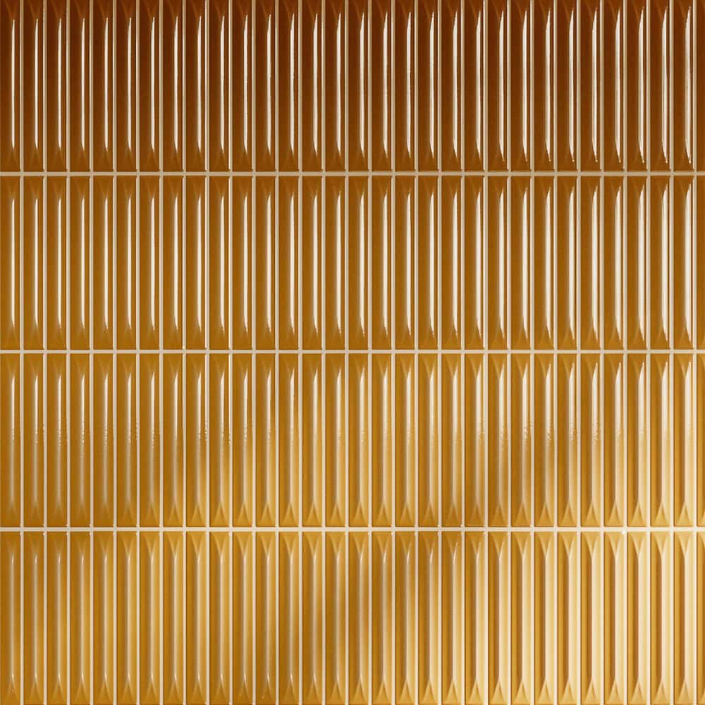 MOLOVO Stria Honey 7.87 in. x 7.87 in. Glossy Ceramic Stacked Tile Sample STR-HONE-PC88-SAMPLE ...