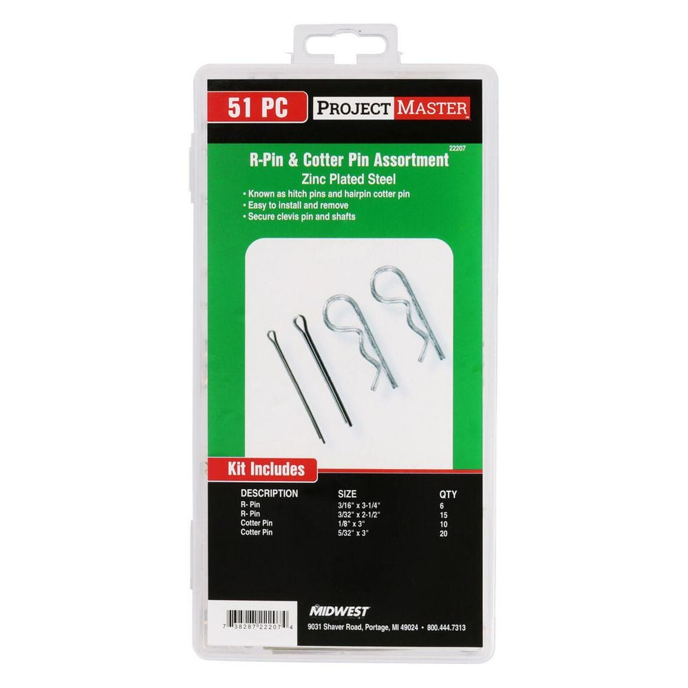 PROJECT MASTER R-Pin and Cotter Pin Kit-Yellow Zinc 22207 - The Home Depot