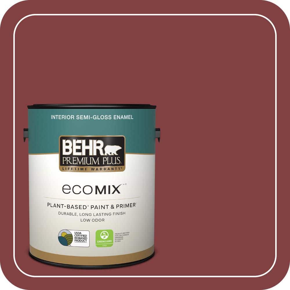 BEHR PREMIUM PLUS 1 gal. #S-H-130 Red Red Wine Semi-Gloss Enamel EcoMix ...