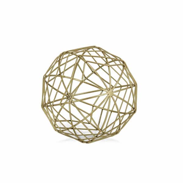 HomeRoots 9 in. Gold Metal Abstract Hand Painted Decorative Orb ...