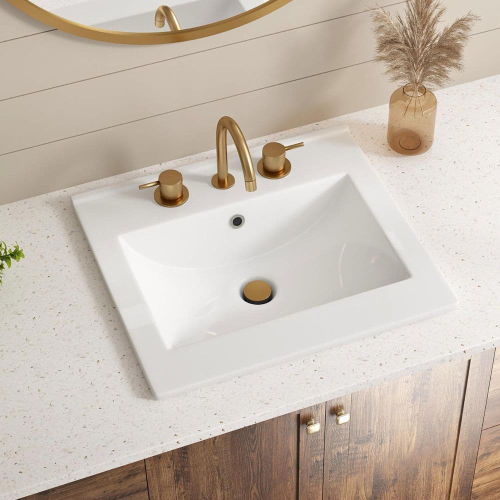 Los Flexi Drop In Bathroom Sink 20 x 18 in. White Ceramic Rectangular ...