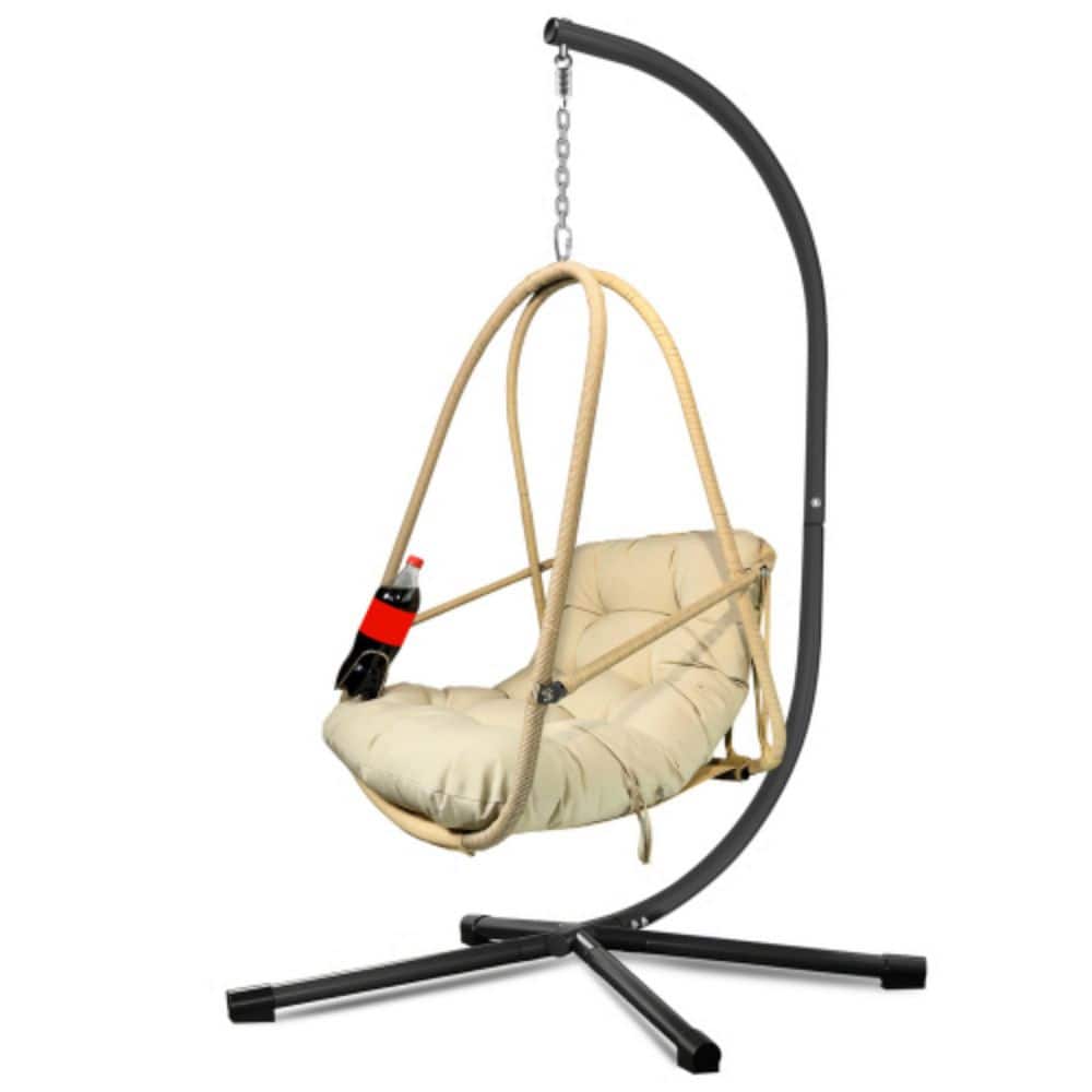 Dracelo Swing Egg Chair with Stand Indoor Outdoor Wicker Rattan Patio ...
