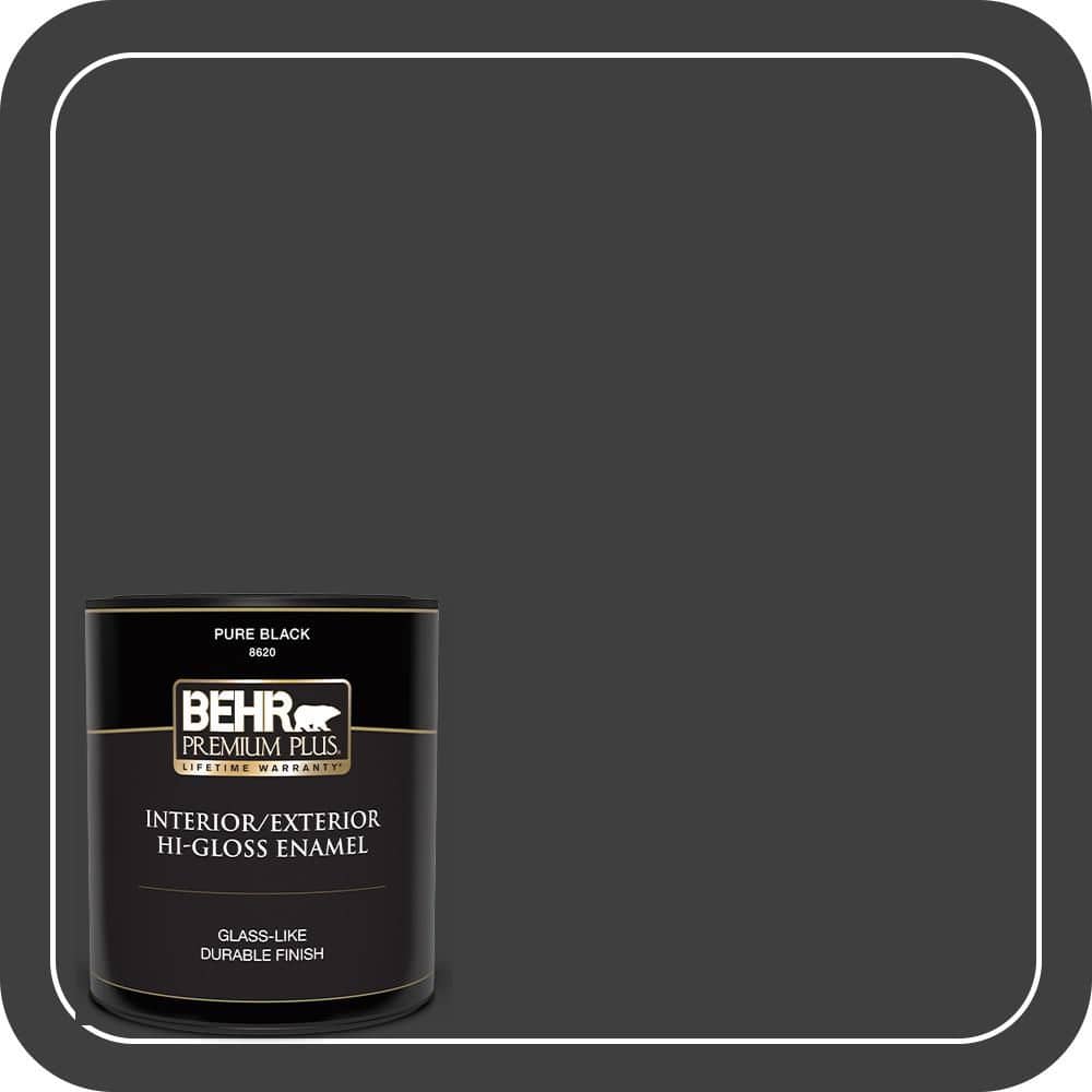 BEHR PREMIUM PLUS 1 qt. Pure Black Hi-Gloss Enamel Interior/Exterior ...