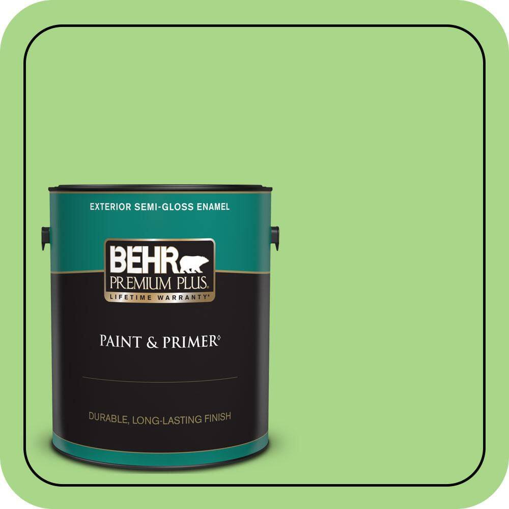 BEHR PREMIUM PLUS 1 gal. #430B-4 Peas in a Pod Semi-Gloss Enamel ...