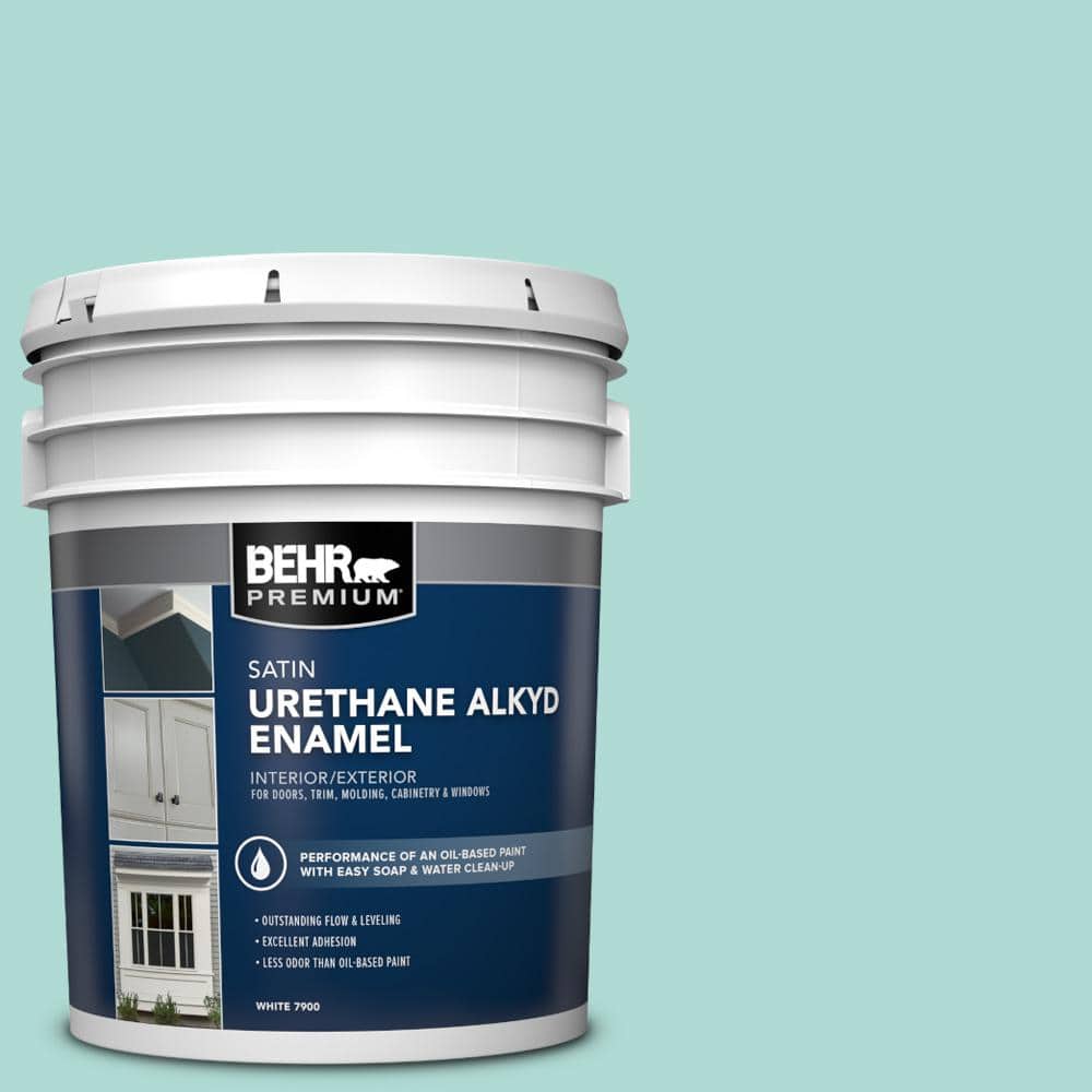 BEHR PREMIUM 5 gal. #M450-3 Wave Top Urethane Alkyd Satin Enamel ...