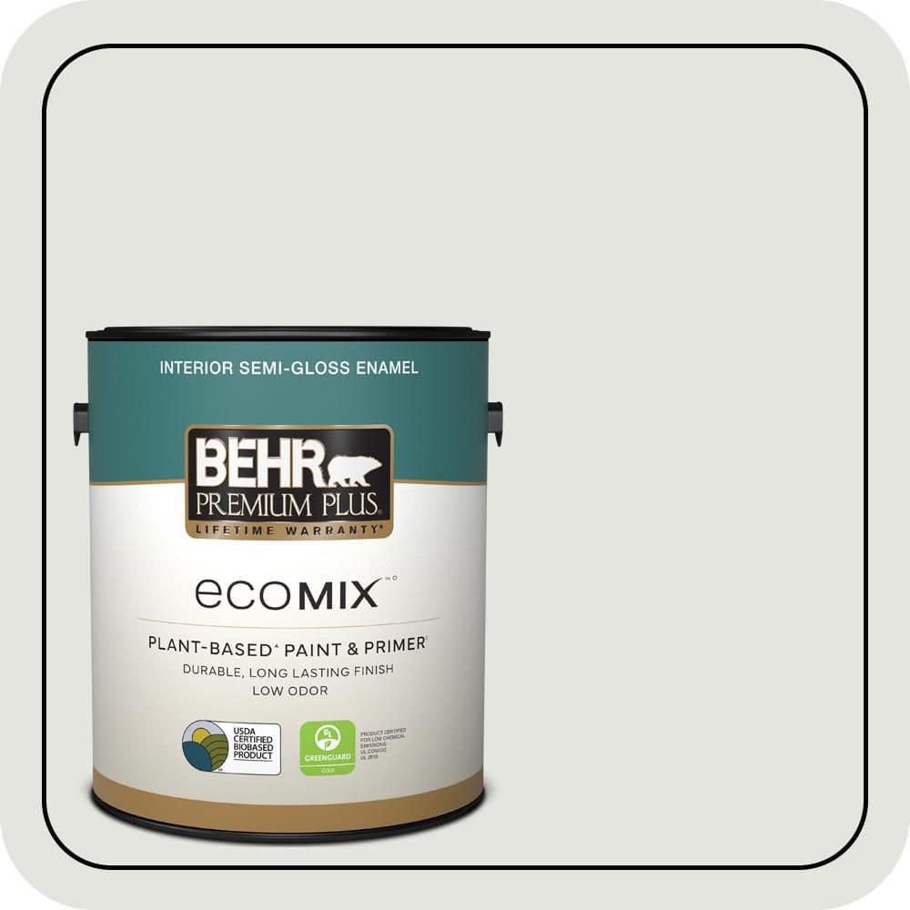 BEHR PREMIUM PLUS 1 gal. #BL-W12 Canyon Wind Semi-Gloss Enamel EcoMix ...