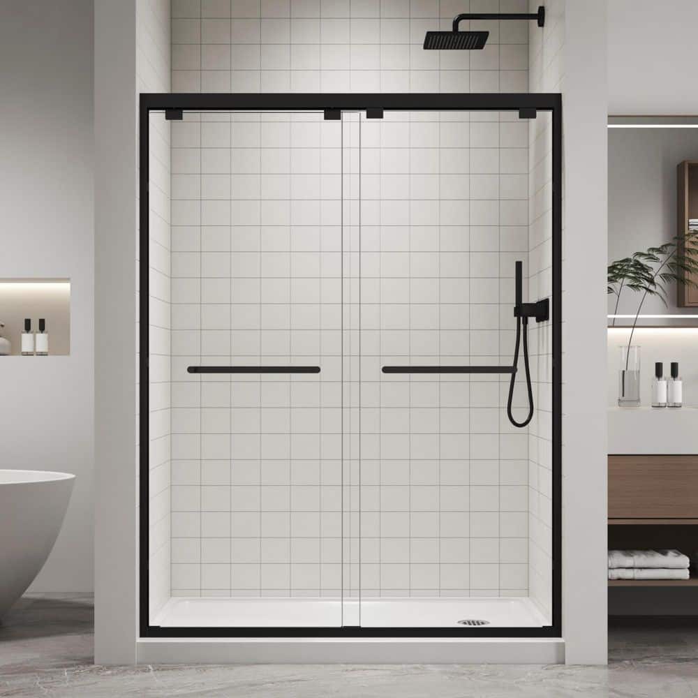 EASYWORC 60 in. L x 32 in. W x 76 in. H Alcove Shower Kit with Sliding ...