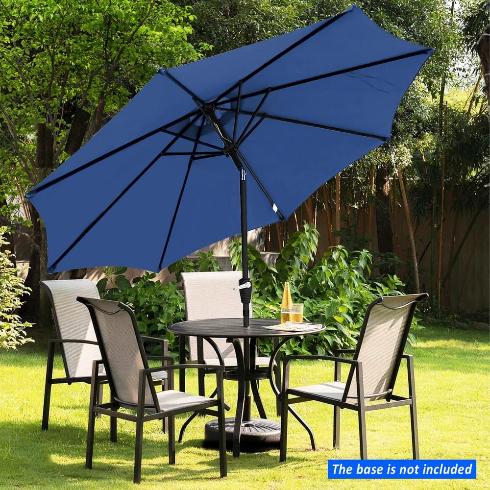 SUNRINX 9 ft. Aluminum Market Crank and Tilt Patio Umbrella in Blue ZBH ...
