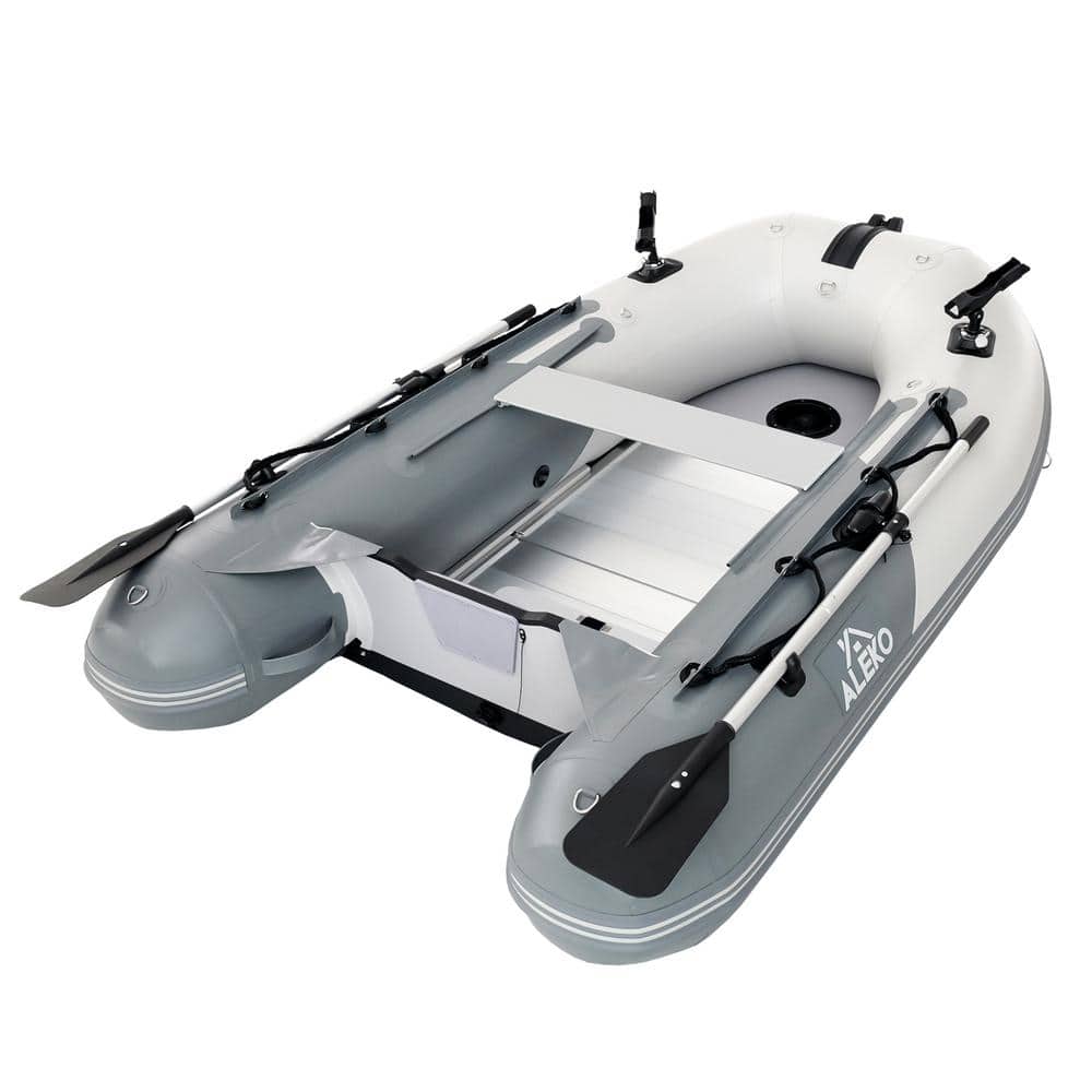 ALEKO Inflatable Fishing Boat - Aluminum Floor - Light and Dark Gray ...