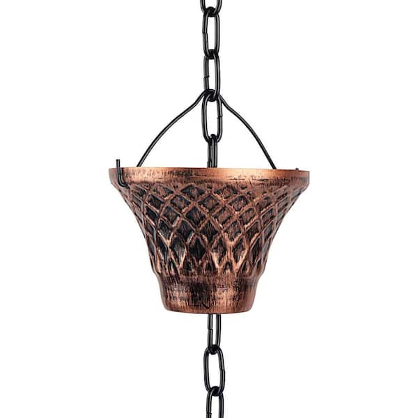 Phewnyzo Rain Chains 8.5 ft. Copper Metal Outdoor Gutter Downspouts ...