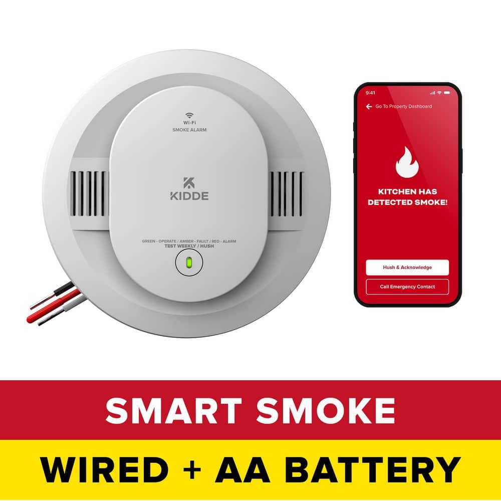 Kidde Hardwired Smart Smoke Detector with AA Backup Battery ...