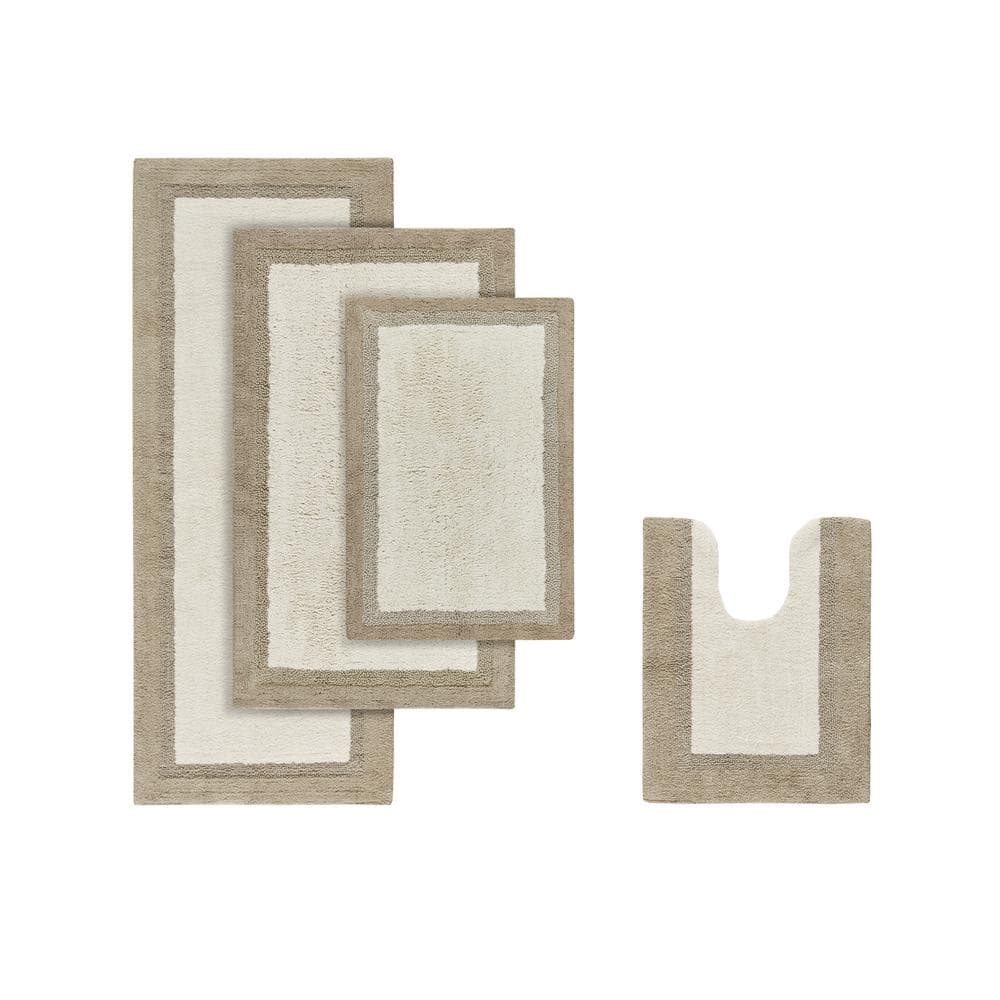 Madison Park Amherst 27 in. x 45 in. Taupe Tufted Cotton Rectangle Bath ...
