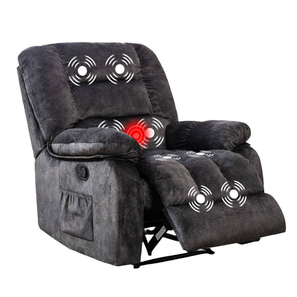 Bestier Blue-gray Overstuffed Fabric Recliner Chairs with 8-Point ...