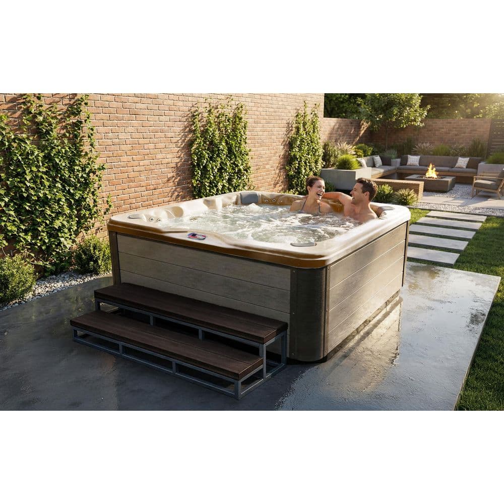 American Spas 7-Person 56-Jet 240-Volt Premium Acrylic Bench Spa ...