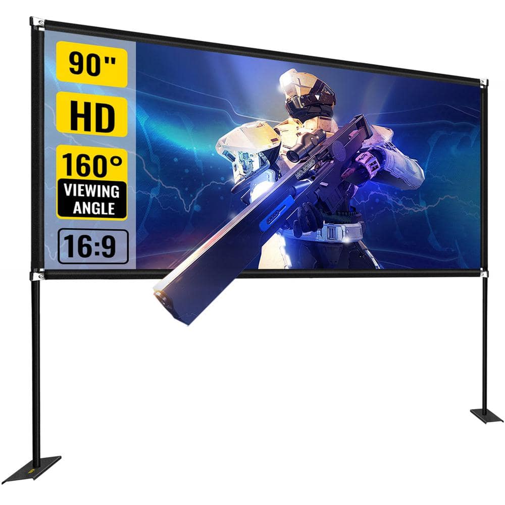 VEVOR Projector Screen 90 in. Projection Screen with Stand Portable ...