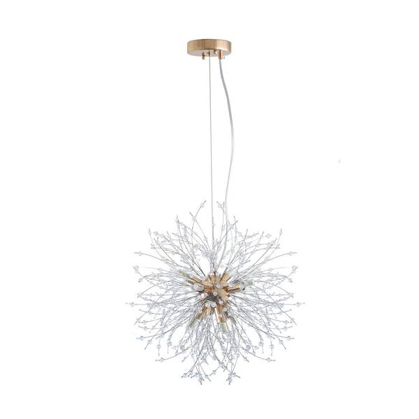 Jushua 8-Light Golden Multi-particle Spherical Crystal Chandelier ...