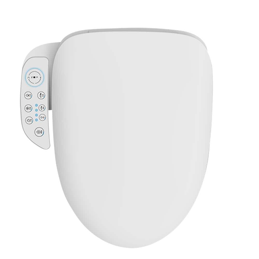 Relyblo Luxury Electric Bidet Seat for Elongated Toilets in White, with ...