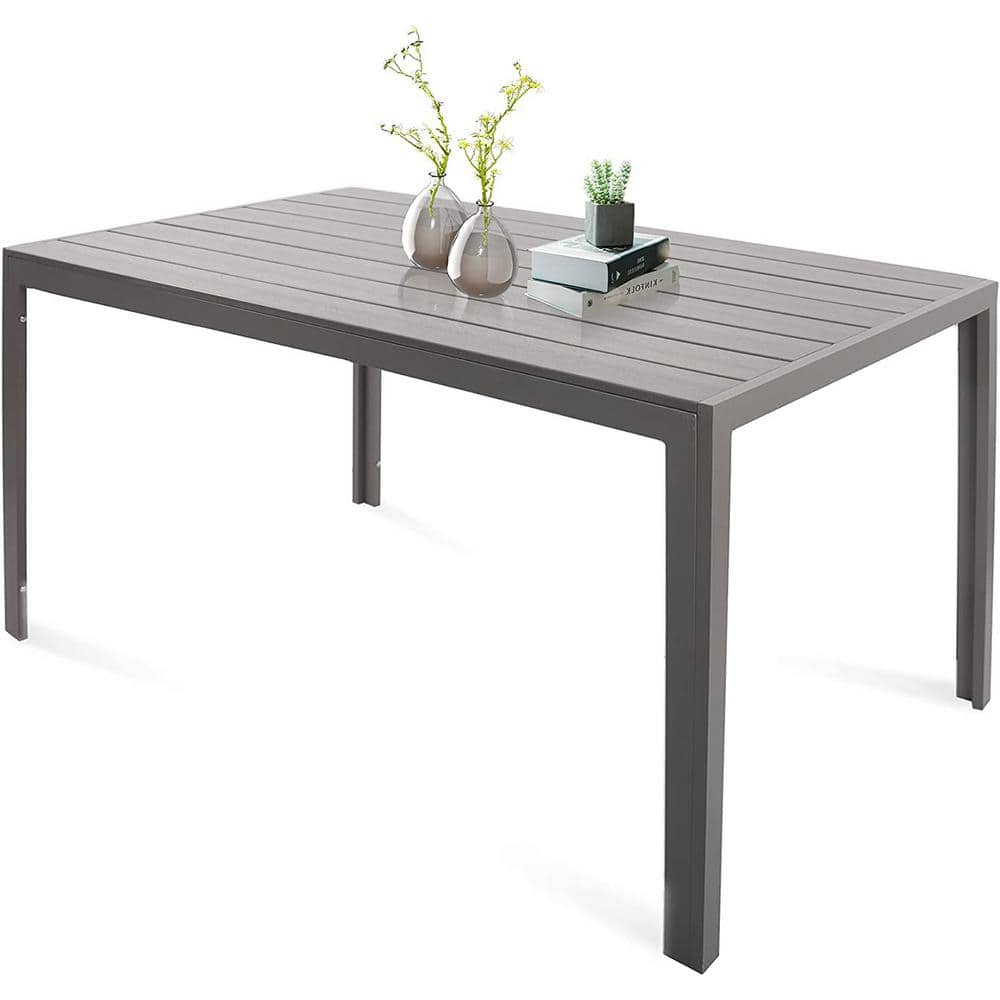 Anvil Gray Aluminum Frame Outdoor Dining Table Rectangular Patio Dining ...