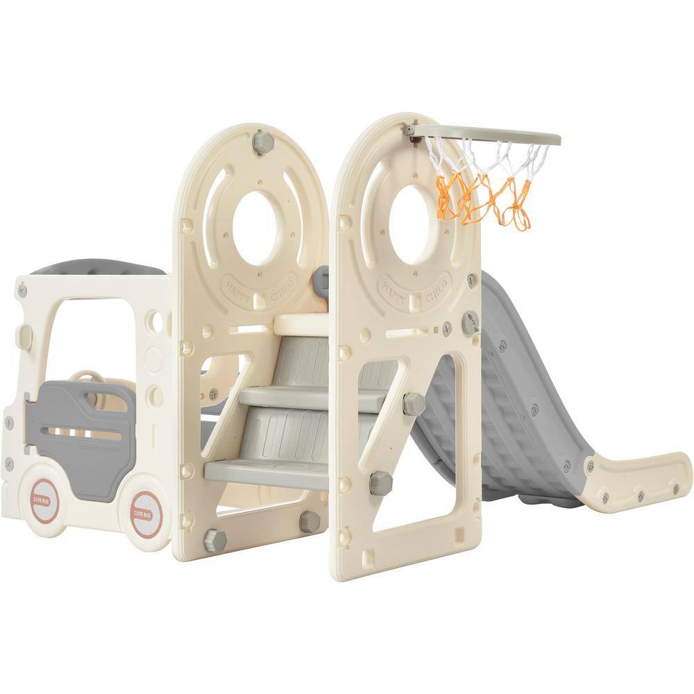 Gray Freestanding Playset with Bus Structure and Slide LMM0089E - The ...