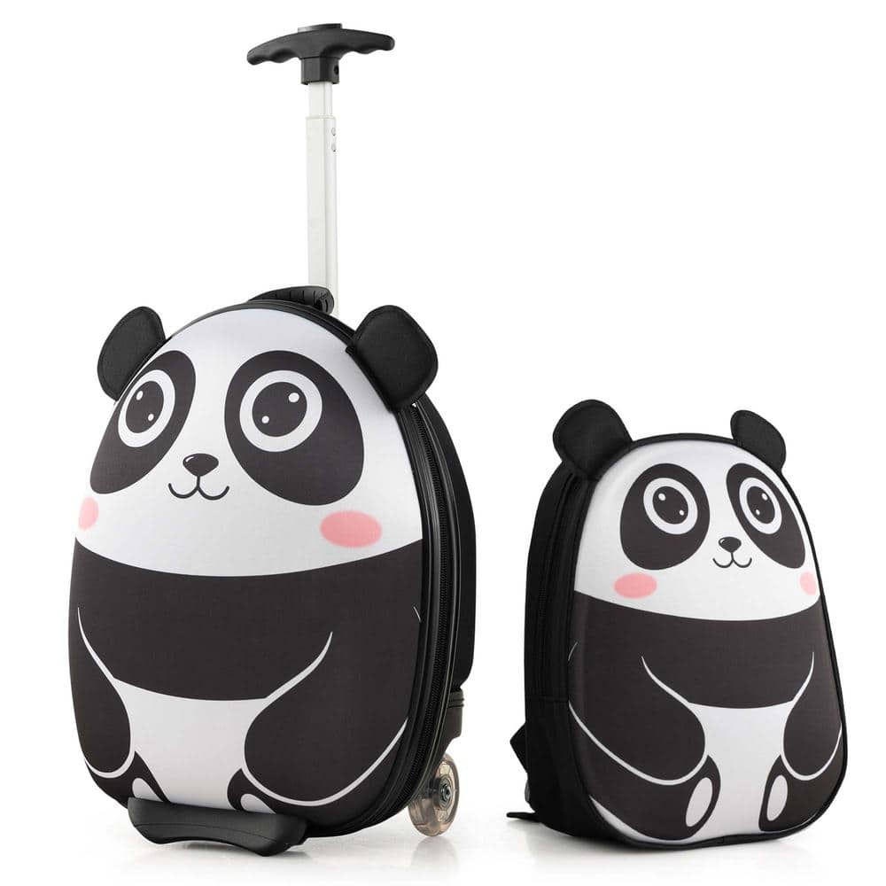 Costway 2-PCS Kids Carry On Luggage Set 16 in. Panda Rolling Suitcase ...
