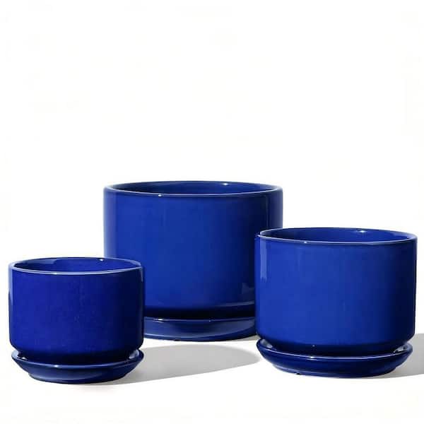 Hcman 3 Pack Ceramic Plant Pots Set, Planter with Drainage Holes for ...