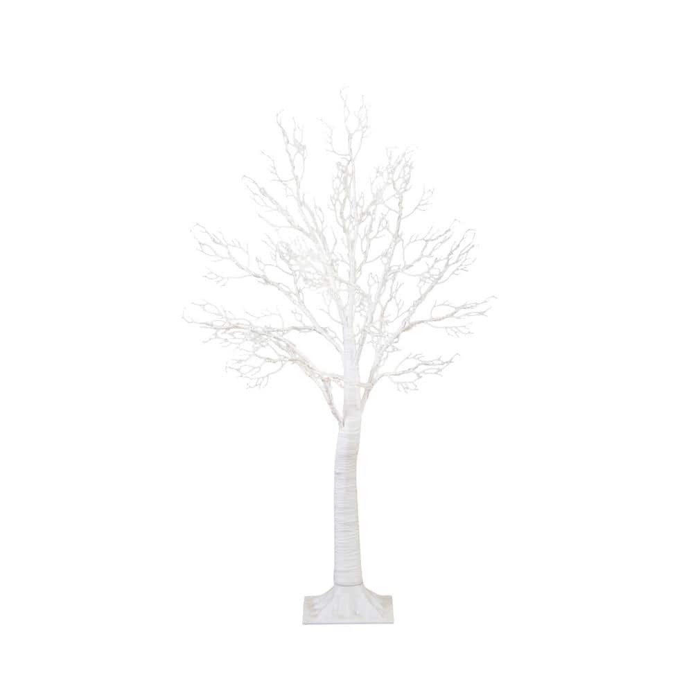 Nearly Natural 4 ft. Pre-Lit Artificial White Twig Tree with 160 Warm ...
