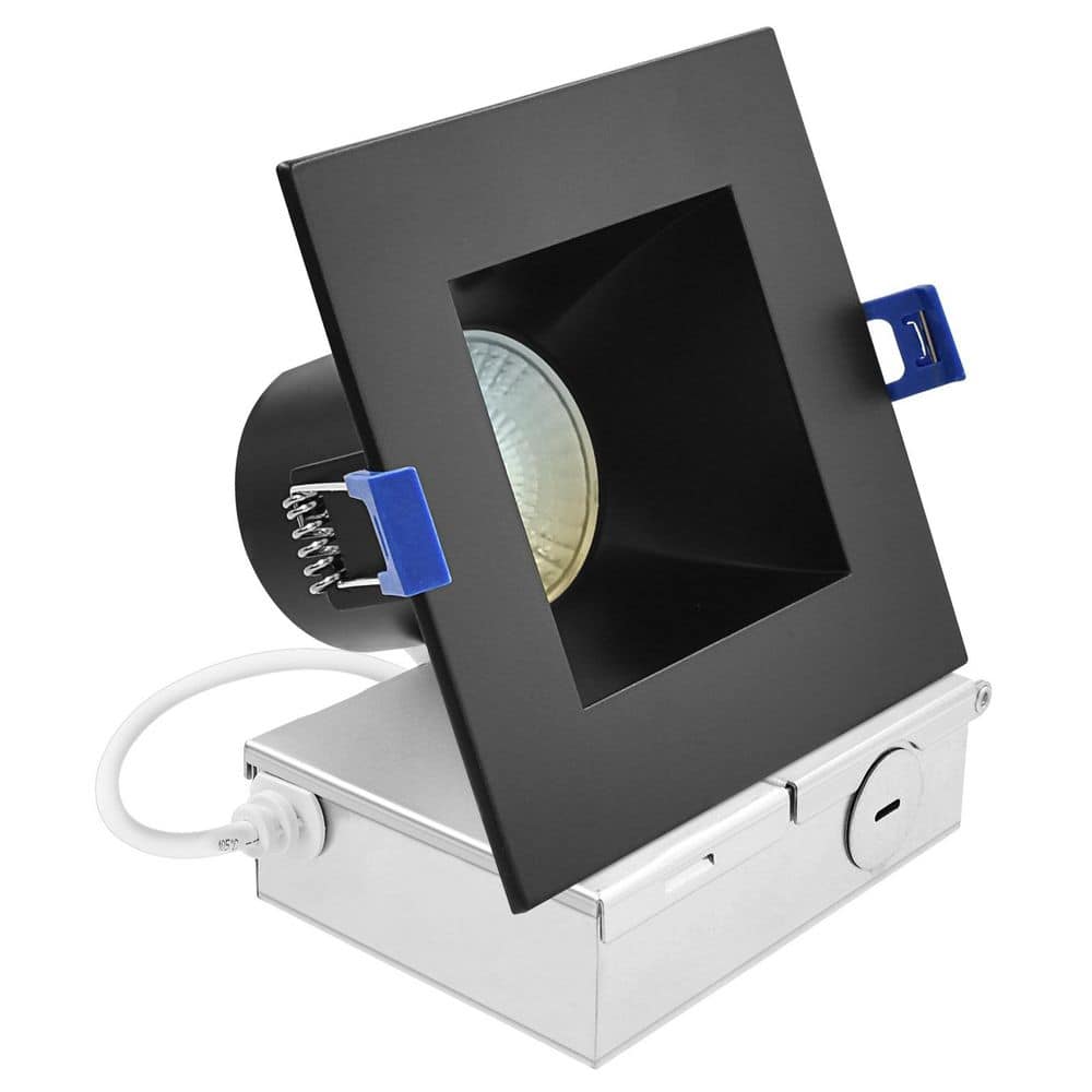 LUXRITE 4 in. Square Integrated LED Recessed Light J-Box 12W 5CCT 840LM ...