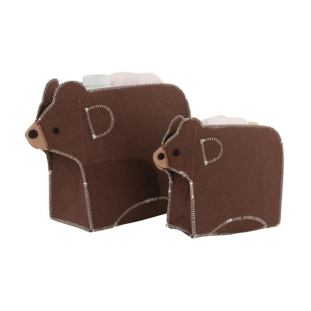 LITTLE LOVE BY NOJO Brown Felt Bear Shaped 2-Piece Nursery Storage ...