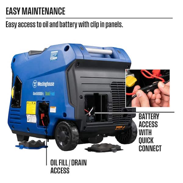 Westinghouse 5000-Watt Dual Fuel Inverter Generator with Remote Start ...