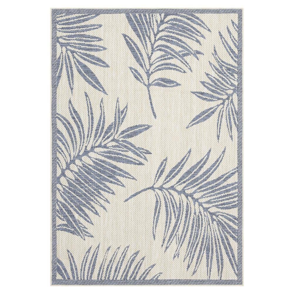 PLAYA RUG Liana Ivory and Blue 5 ft. x 8 ft. Indoor/Outdoor Area Rug ...