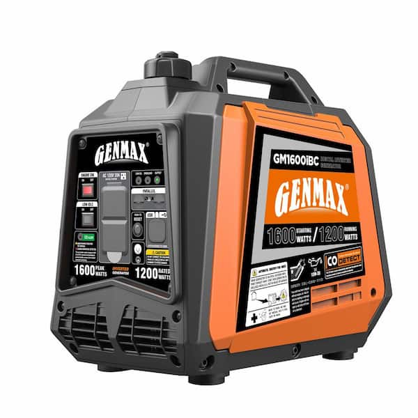 GENMAX 1600-Watt Recoil Start Gasoline Powered Inverter Generator Ultra ...