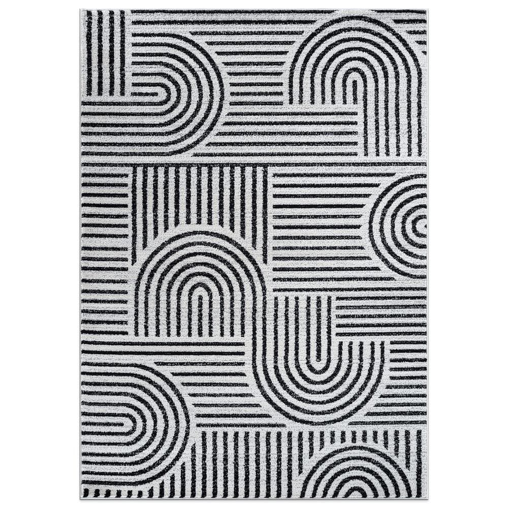 World Rug Gallery Bohemian Stripe Arch Design Cream 7 ft. 10 in. x 10 ...