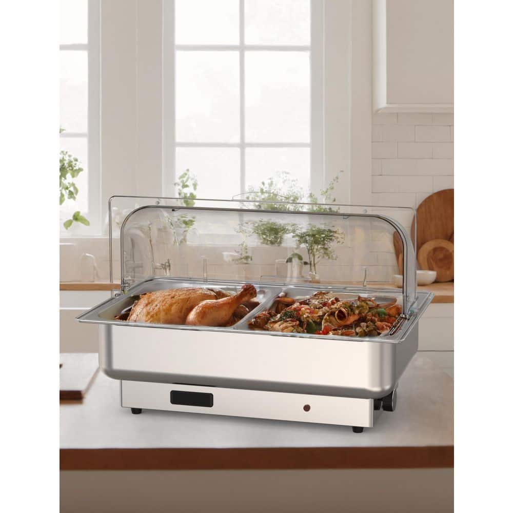 2 x 4.5 qt. Food Pan Silver Stainless Steel Electric Chafing Dish with ...