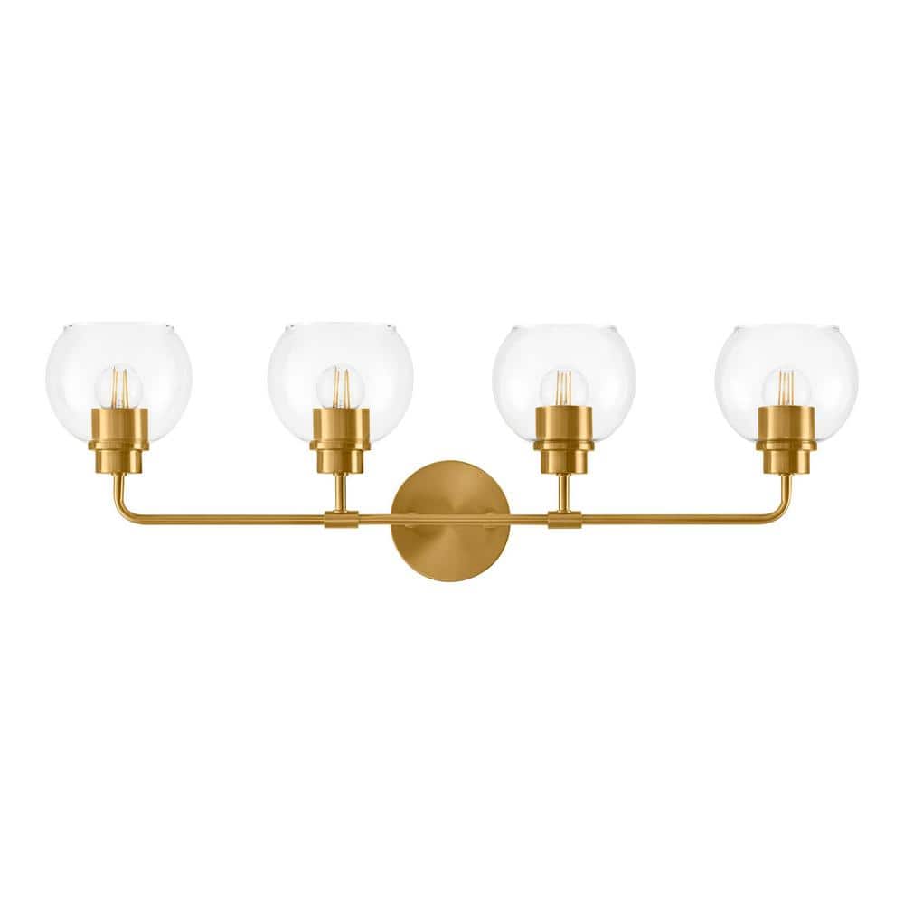 Hampton Bay Vista Heights 28 in. 4-Light Aged Brass Vanity Light HD ...