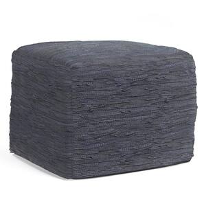 Simpli Home Fredrik Boho Square Pouf in Grey Woven Genuine Leather AXCPF-19-GR - The Home Depot