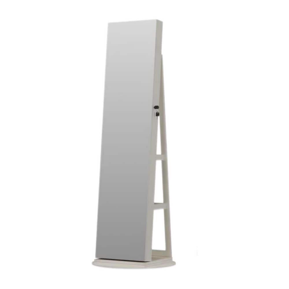 White 65 in. Swivel Jewelry Cabinet Armoire with Full Length Lighted ...