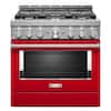 KitchenAid 36 in. 5.1 cu. ft. Smart Commercial-Style Gas Range with ...
