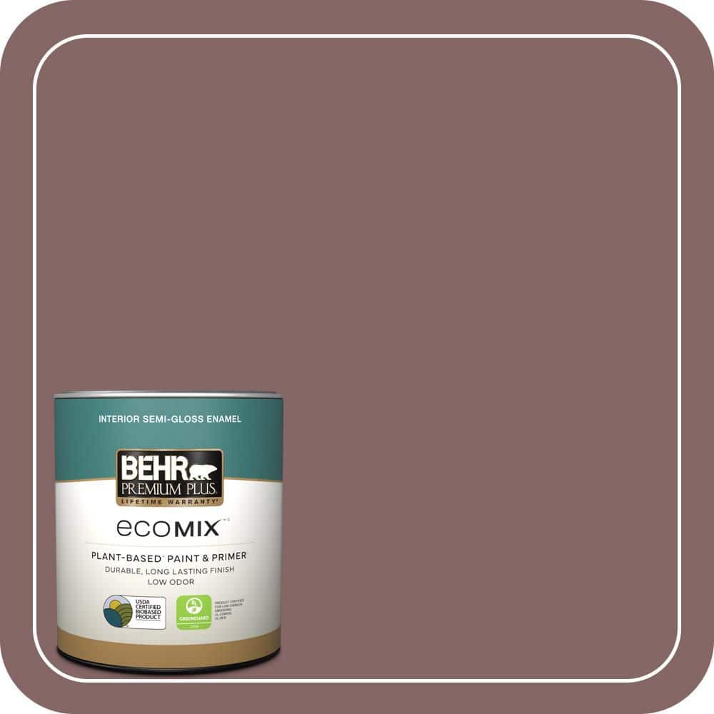 BEHR PREMIUM PLUS 1 qt. #130F-6 Brazil Nut Semi-Gloss Enamel EcoMix ...
