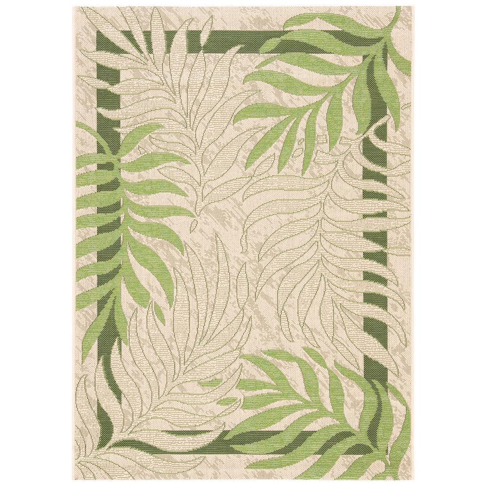 SAFAVIEH Courtyard Cream/Green 4 ft. x 6 ft. Border Indoor/Outdoor ...